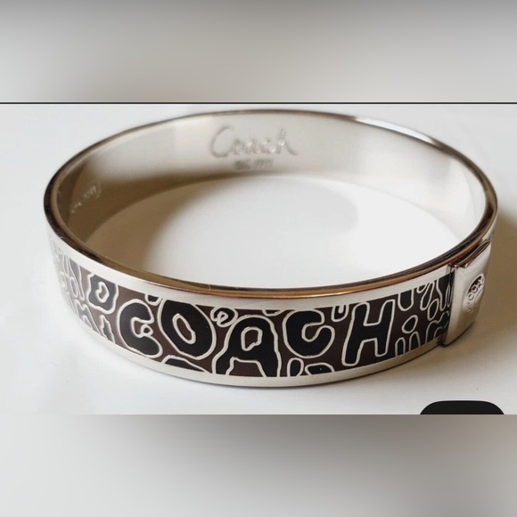 Coach | Jewelry | Coach Silver And Black Nwt Graphic Bracelet | Poshmark